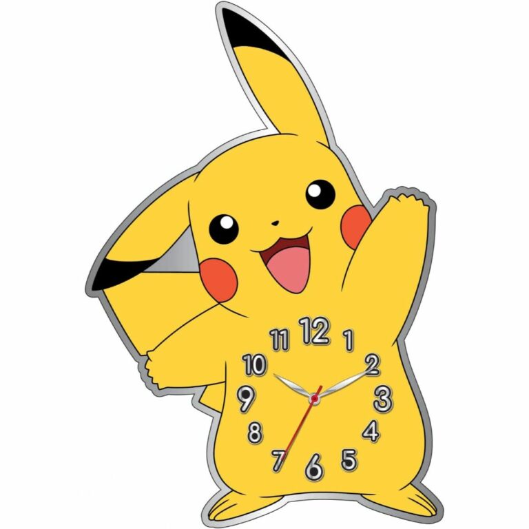 Metal Wall Clock in Pokémon Design, Pikachu Analogue Clock - The Model Shop